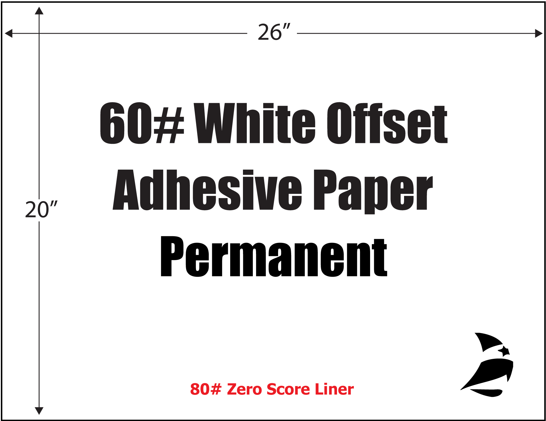 White Offset 60# Adhesive Paper, Permanent, Zero Score, 26" x 20", 500 ...