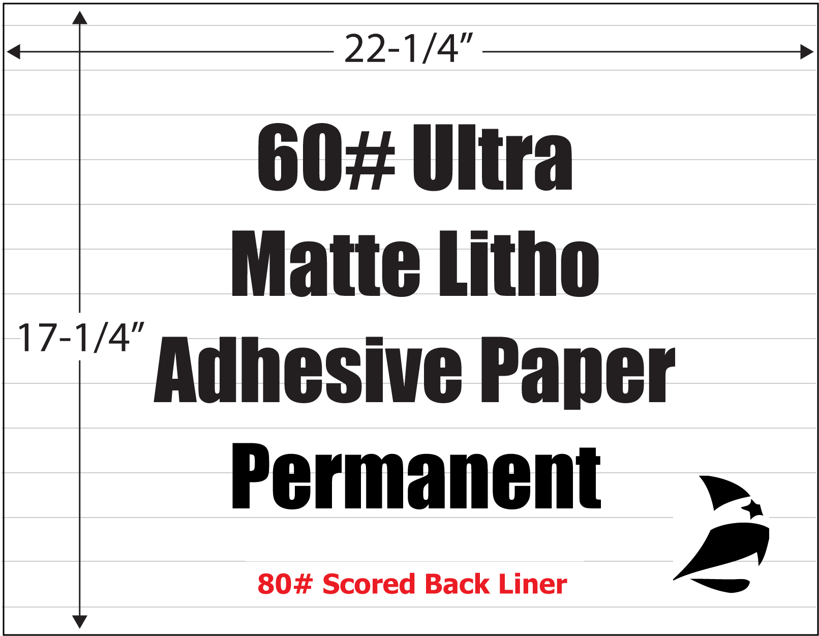 Ultra Matte Litho 60# Adhesive Paper, Permanent, Scored, 17-1/4" x 22-1 ...