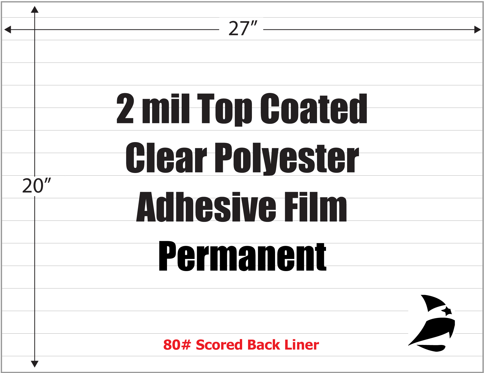 Clear Polyester 2 mil Top Coated Adhesive Film, 27" x 20", Zero Split ...