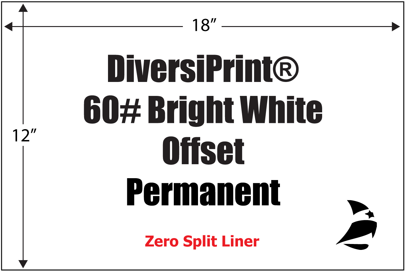DiversiPrint® Bright White Offset 60# Adhesive Paper, Permanent, 0 ...