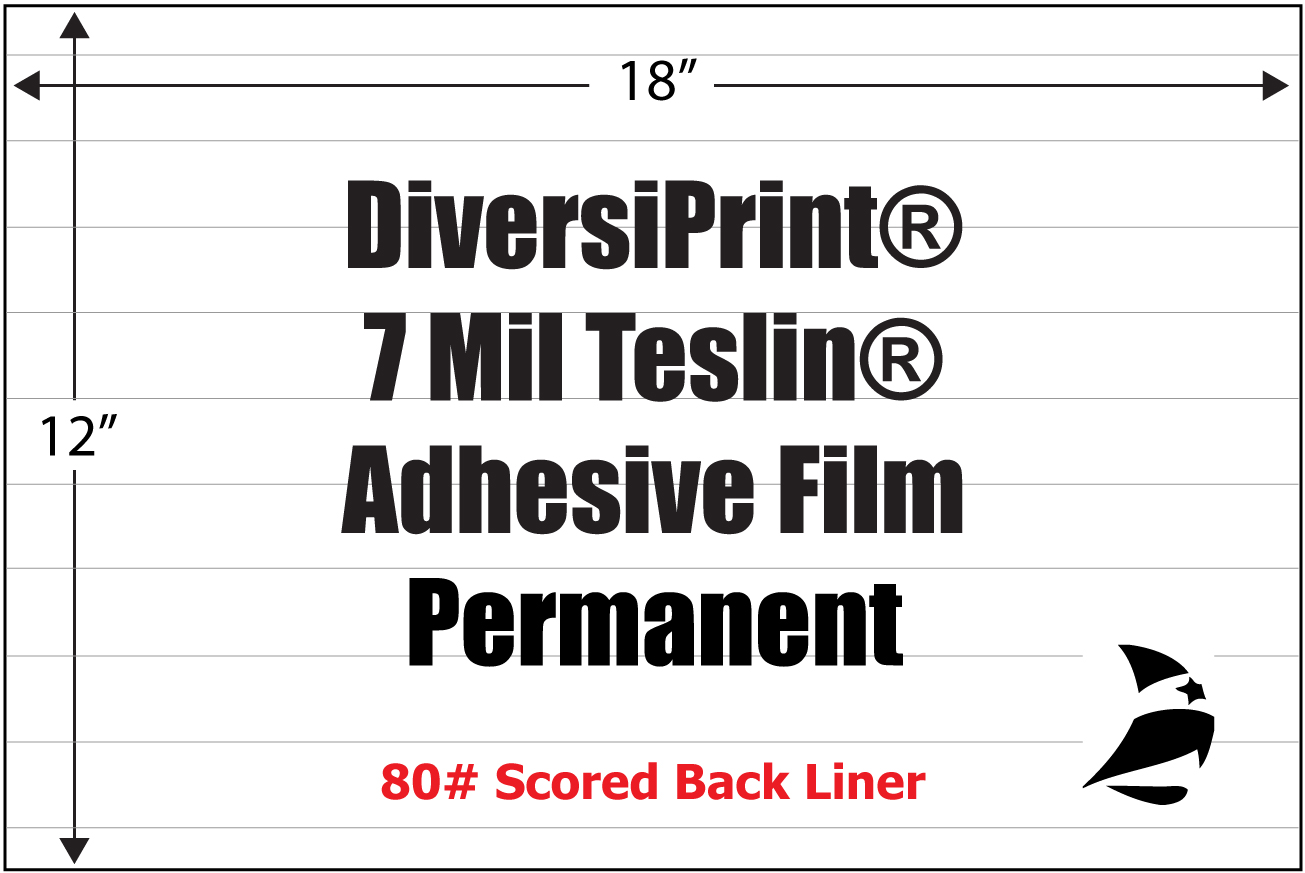 DiversiPrint® Teslin® 7 Mil Adhesive Film, 12" x 18", Permanent, Scored ...
