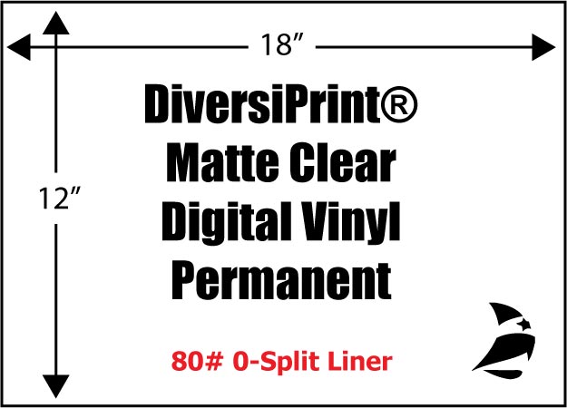 DiversiPrint® Matte Clear Digital Vinyl, 12" x 18", Permanent, 80# 0 ...