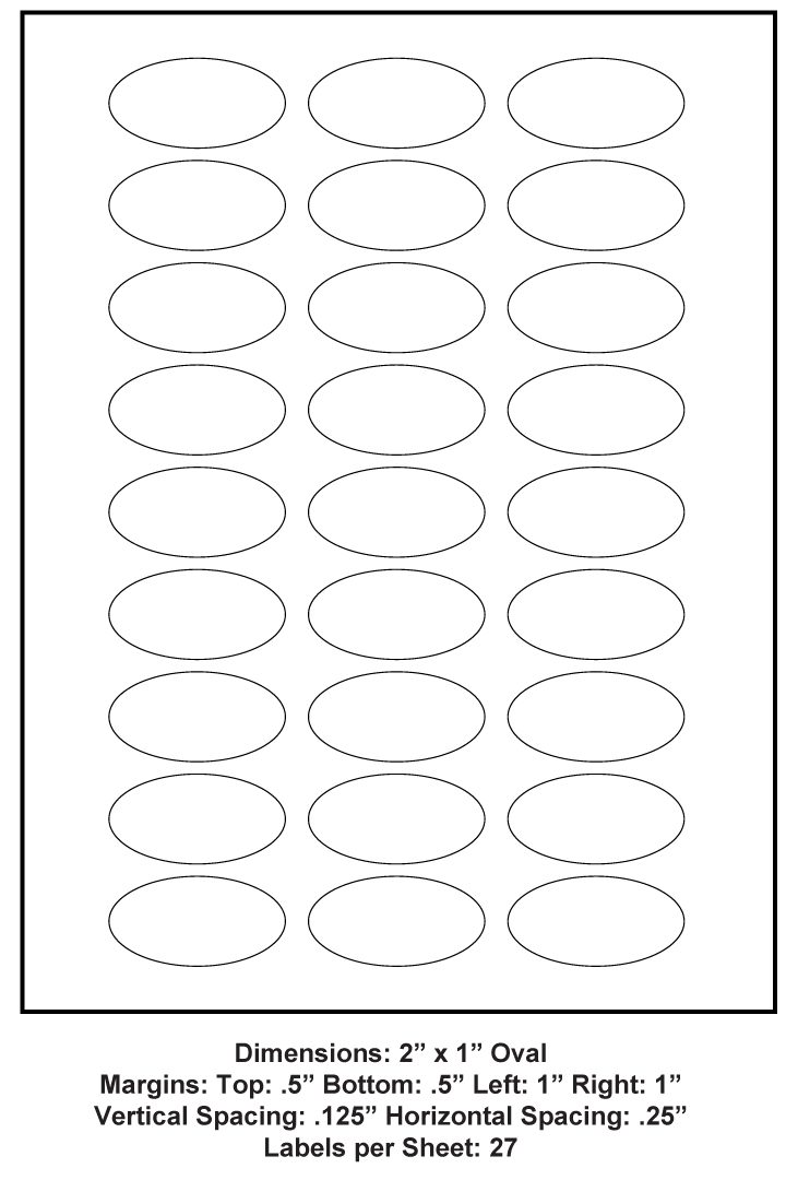 2 x 1 Oval (27 Up), 8.5 x 11 Adhesive Label Paper, 1,000 Sheets per ...