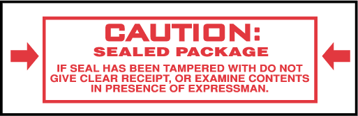 Stock Printed Tape - CAUTION SEALED PACKAGE - 2 Case Min.: PressLabel ...